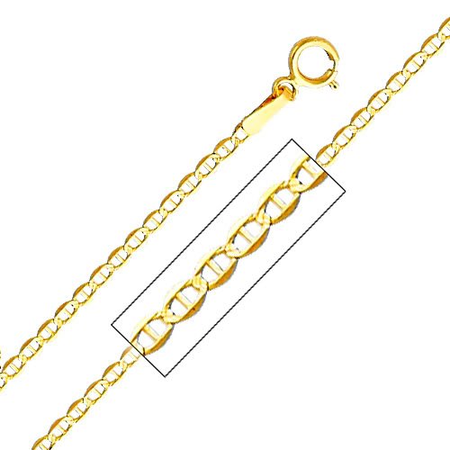 GM Fine Jewelry 14k Yellow Gold Revolver Hand Gun Charm Pendant with 1.5mm Flat Mariner Chain Necklace - 18"