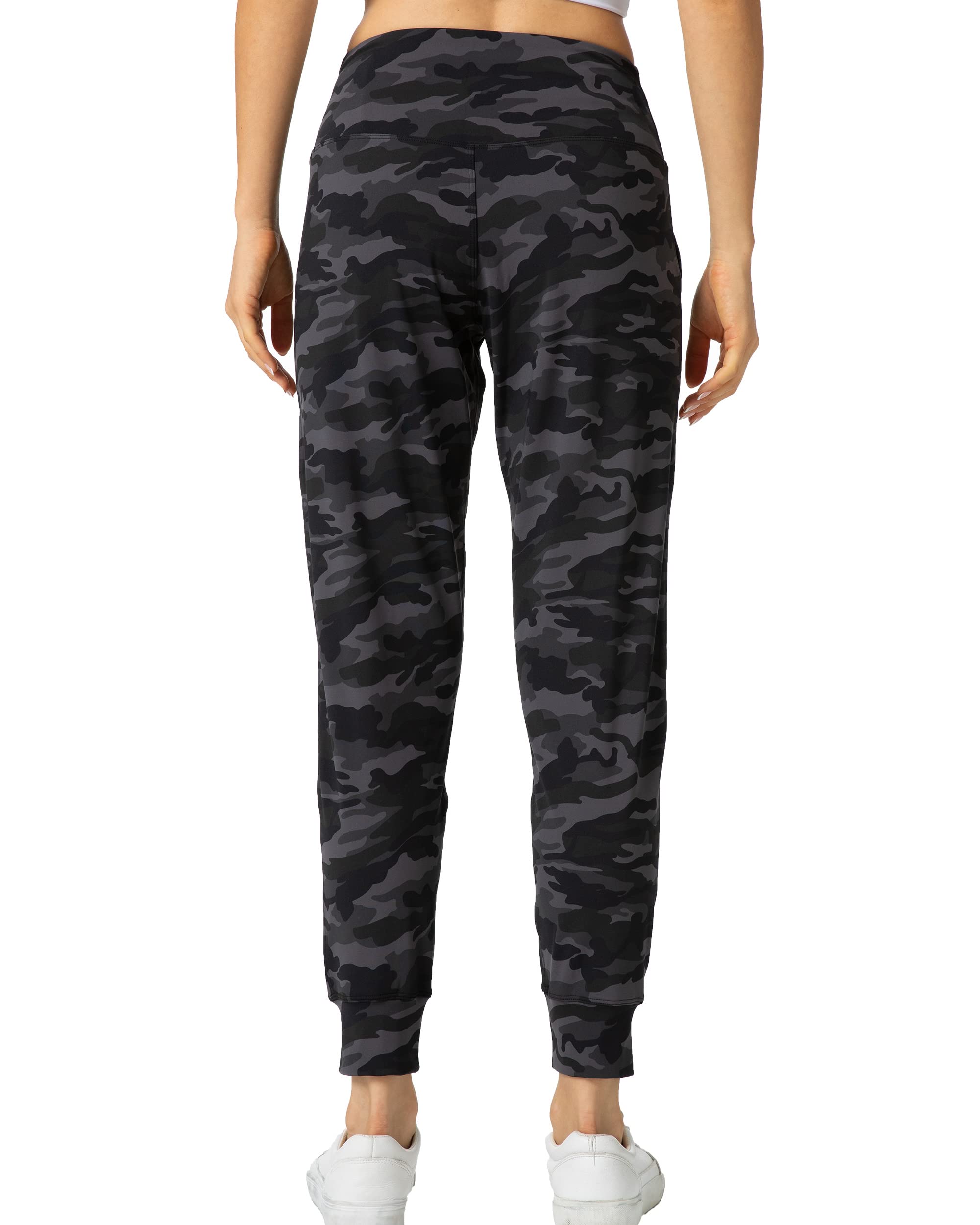 Kcutteyg Womens Joggers with Pockets High Waisted, Lightweight Quick Dry Athletic Workout Soft Pants for Gym, Yoga, Running (Black Camo,Small)