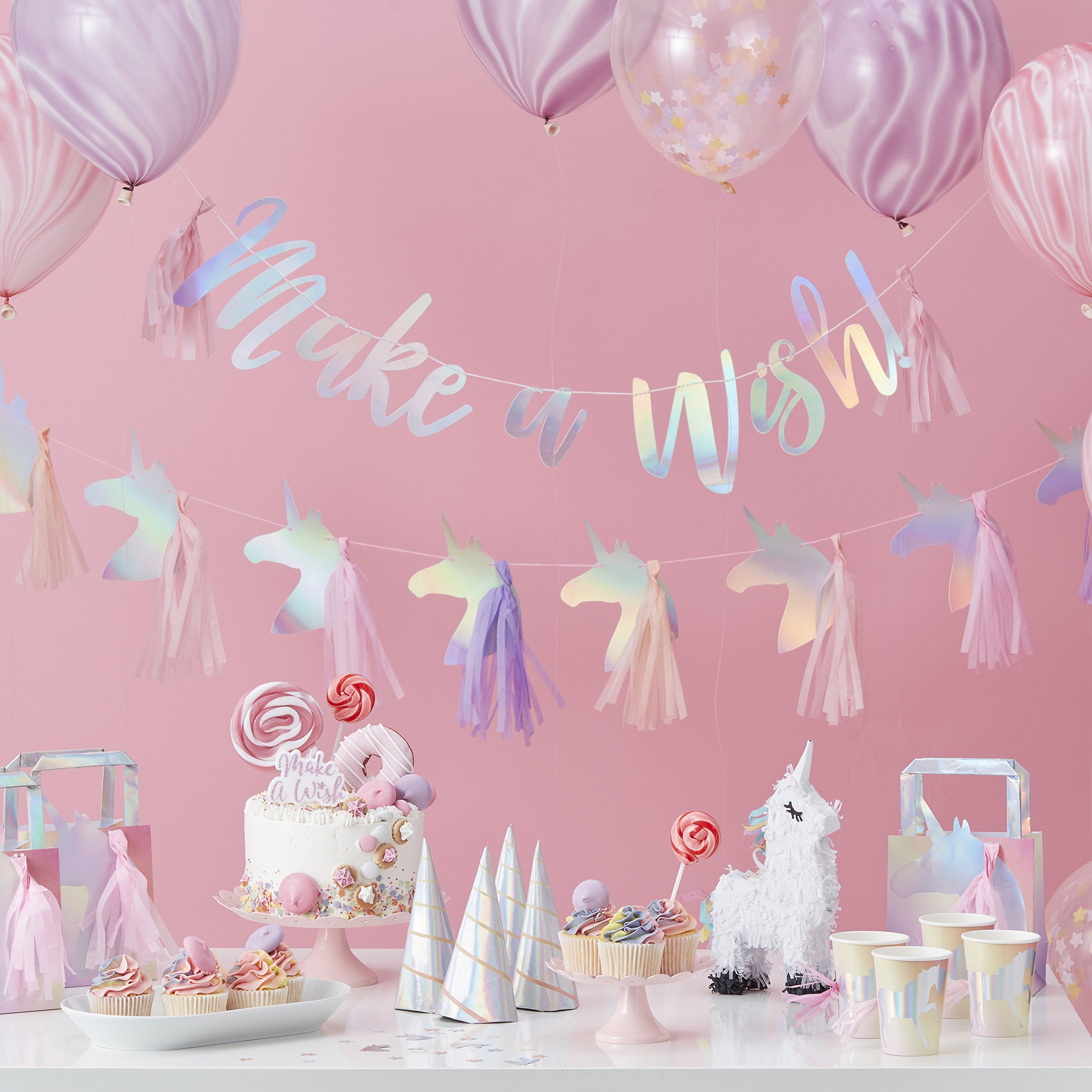 Ginger Ray Iridescent Unicorn Party Paper Plates 8 Pack Make A Wish