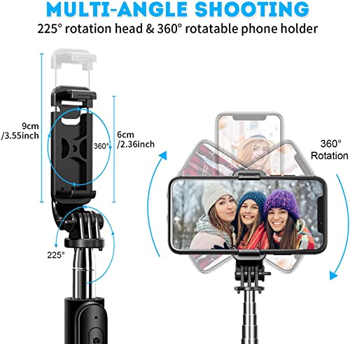 Selfie Stick Tripod with Remote Phone Recording Stand, Travel Tripod for iPhone Cell Phones, Cellphone Filming Tripod Travel Necessories Gift for Men Women, Tripode para Celulares Tripie para Celular