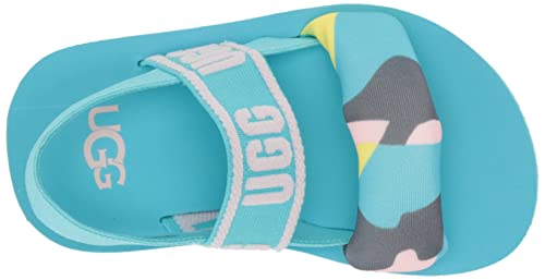UGG K Zuma Sling Camopop Flat Sandal, Summer Sky, 3 US Unisex Little Kid