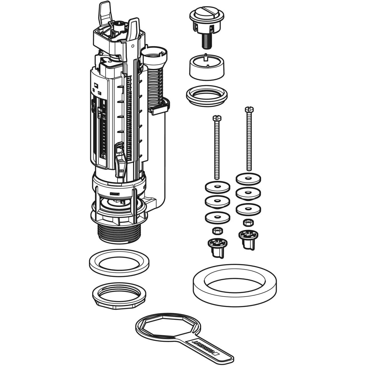 Geberit - Discharge Mechanism Geberit 290 Series, Double Discharge: Bright Chrome (282.302.21.2)