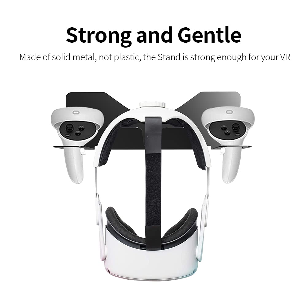 JDDWIN VR Headset Wall Mount Storage Stand Hook Compatible for Oculus Quest 2,Quest,Rift-S, HP Reverb G2, HTC Vive, Vive Pro,Valve Index,PS VR (Black)