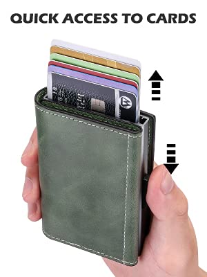 Itslife Minimalist Wallet for Men,Pop up Card Holder for Women with Genuine Leather Cover, Slim Front Pocket Wallets Rfid Blocking,Gift Wallet for Men & Women