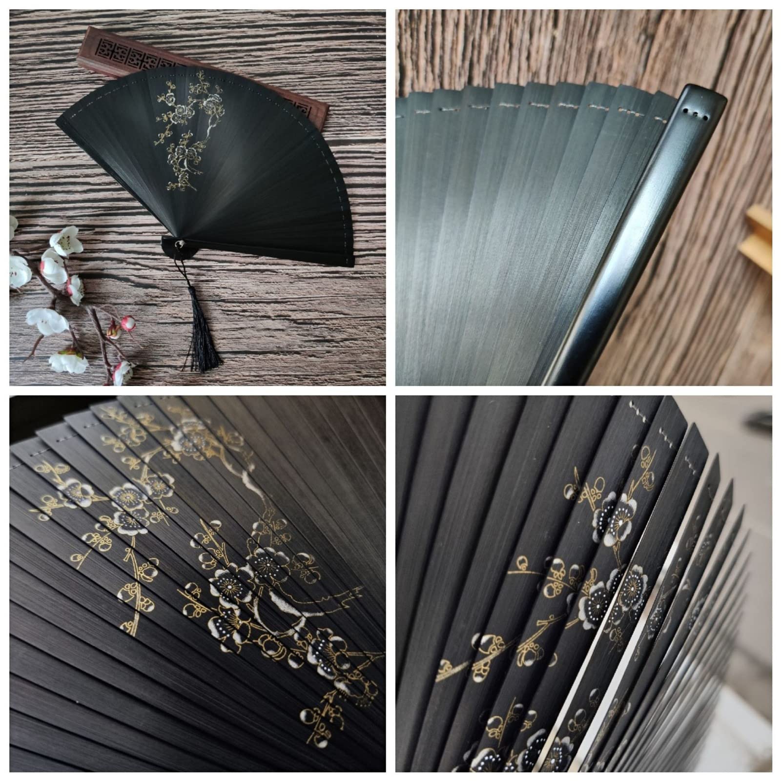 Hand Fan,Women Small Folding Fan,Classical Lacquer Fan,for Costume Matching,Comic Exhibition,Dance Performance,Interior Decoration,Gift Giving (Golden Plum)