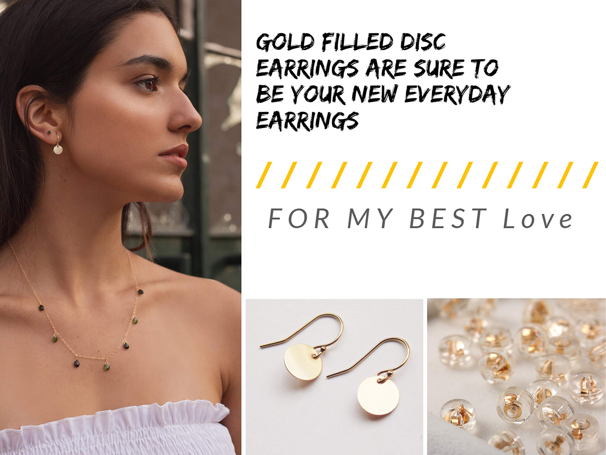 Gold Circle Disc Dangle Drop Earrings for Women Lightweight Small Round Hoop Statement Earrings Minimalist Jewelry Christmas Gift for Her