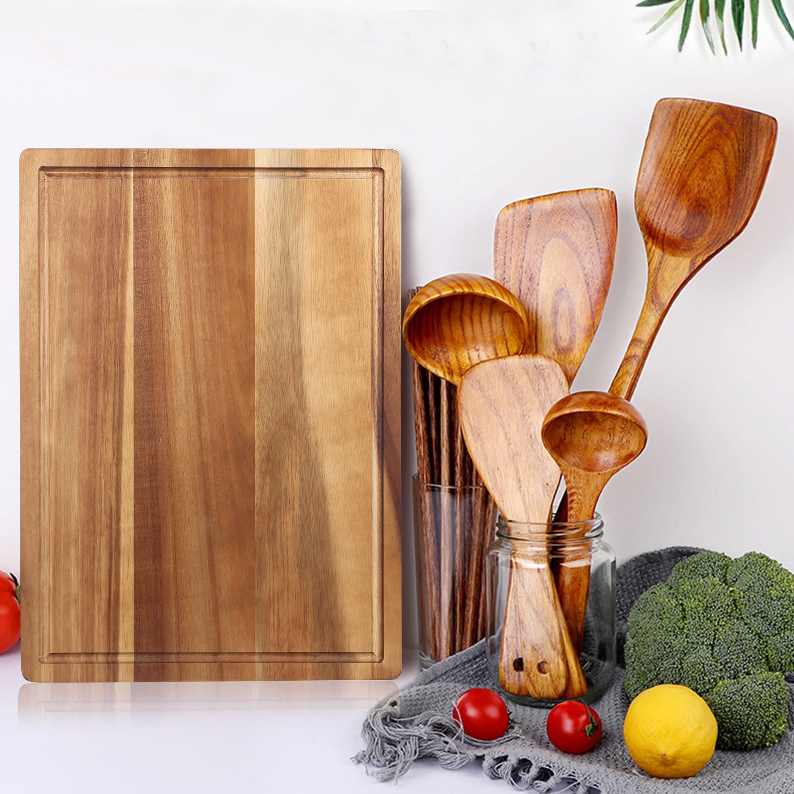 Handmade Acacia Wood Cutting Board Kitchen Fruit Rectangle Wooden Charcuterie Board Meats Cheese Boards Platter Butcher Block Serving Board Chopping Block Small Carving Cutting Boards