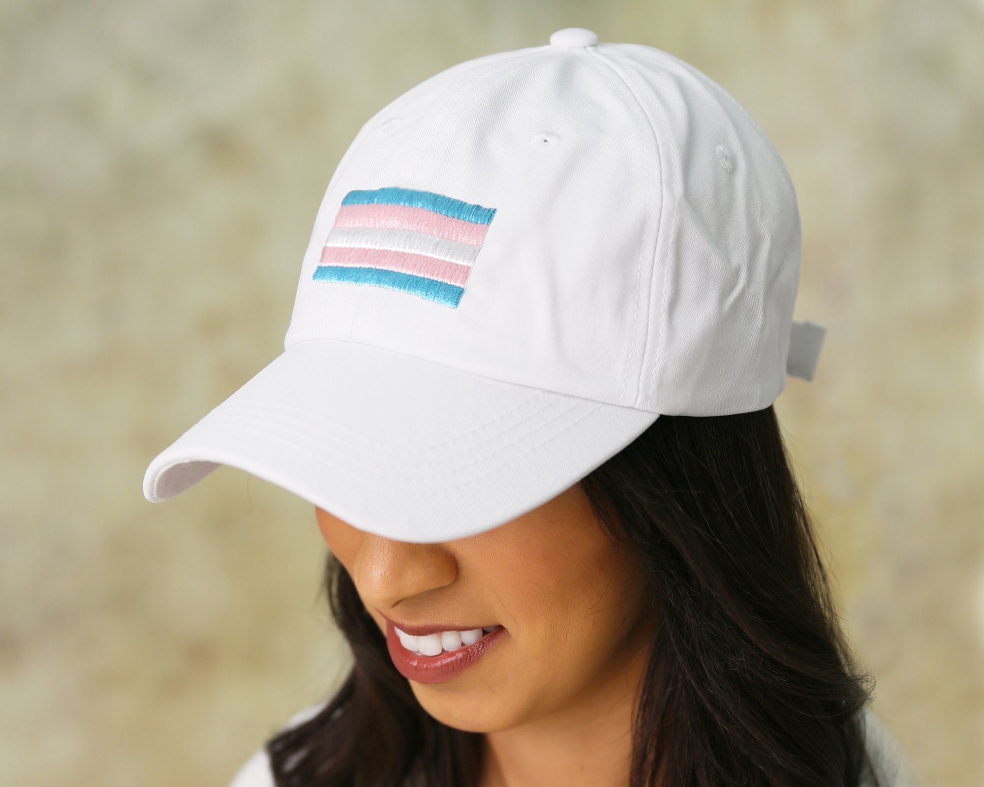Fundraising For A Cause | Transgender Awareness Hat in White w/Rectangle Pride Flag (1 Hat - RETAIL)