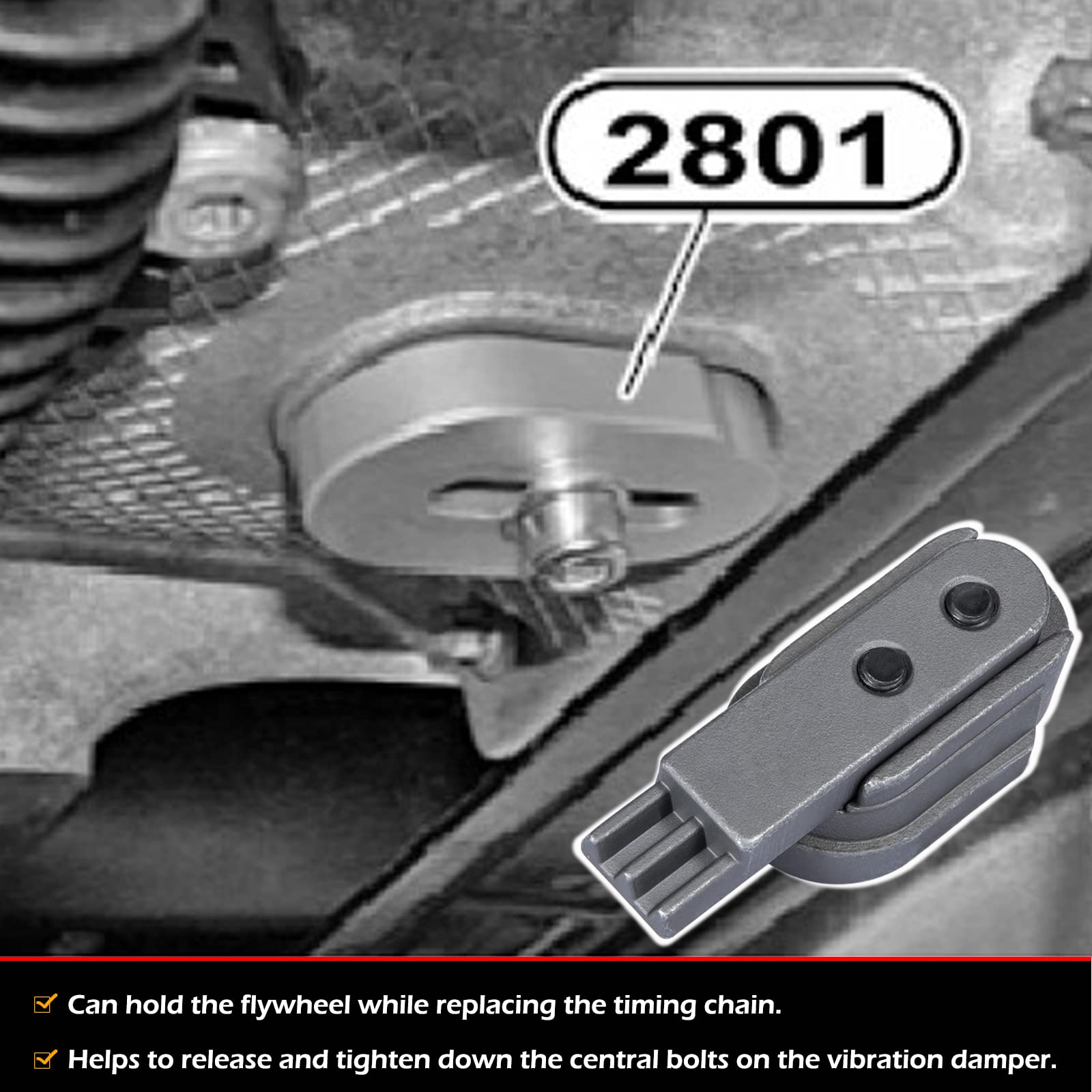 Heavy Duty 2801 Flywheel Holder Flex Plate Lock Tool for Replacing Timing Chain + 7676 Oil Seal Repair Kit with Balance Shaft & Oil Pump Alignment Tool Set for BMW 1 2 3 4 Series N20 N26 Engines