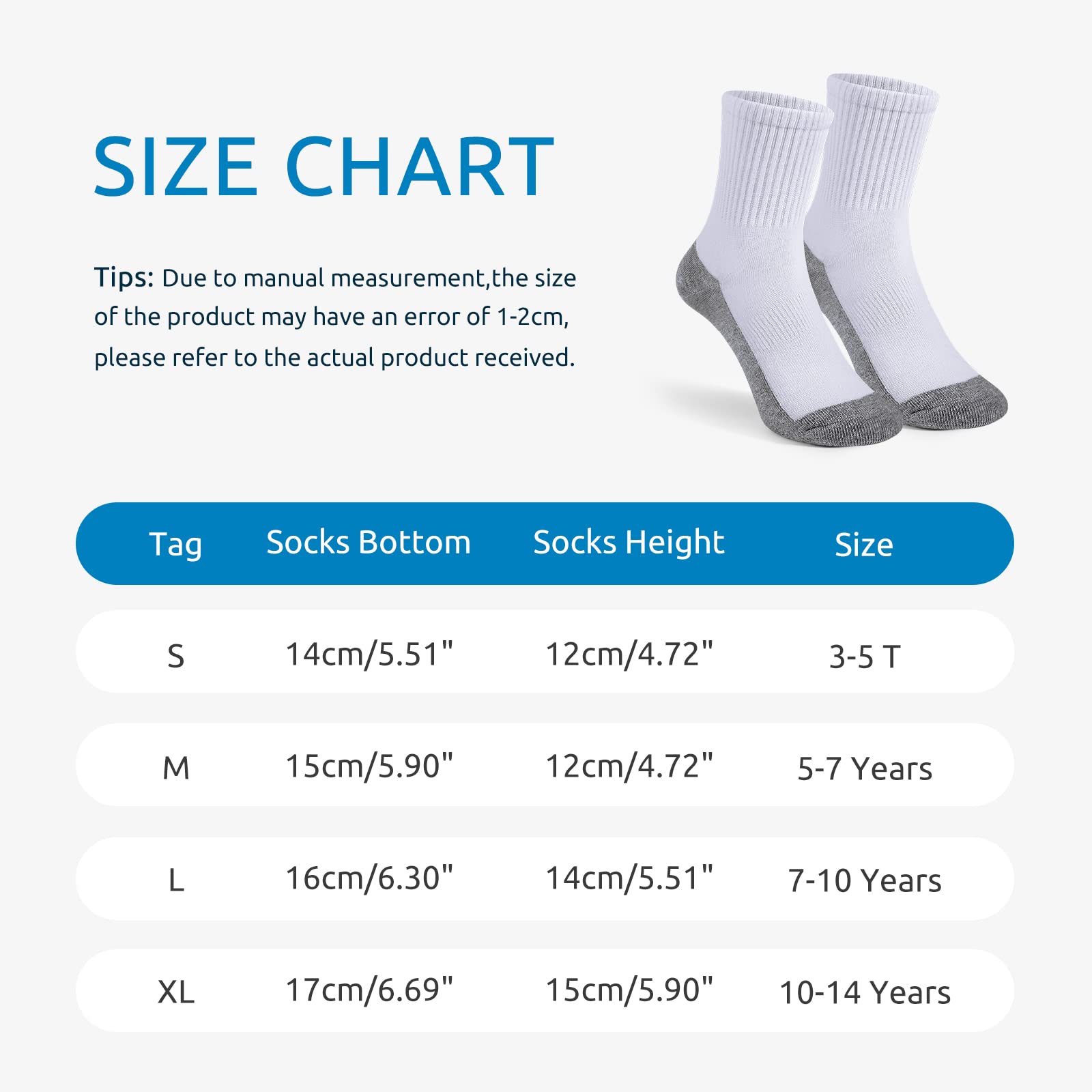 KEREDA Boys Girls Cushioned Crew Socks Athletic Training Socks for Active Kids 6 Pairs 7-10 Years Multicolor 2