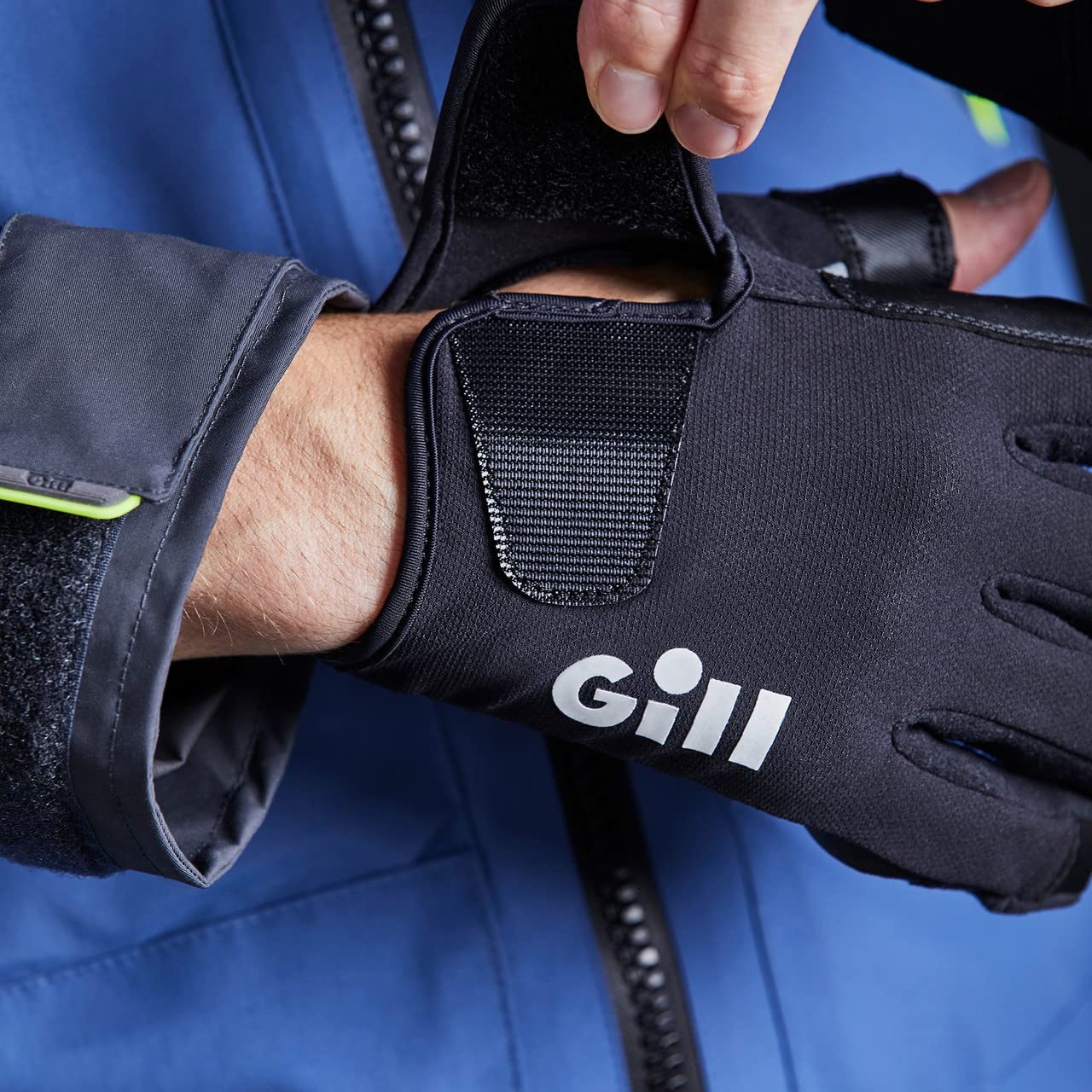 Gill Championship Sailing Gloves - Long Fingers with Exposed Finger and Thumb - Dura-Grip Fabric 50+ UV Sun Protection & Water Repellent