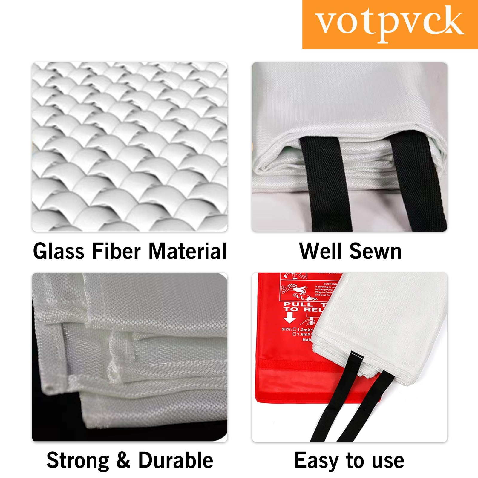 Votpvck Emergency Fire Blanket for Home and Kitchen,Fireplace Grill Camping,Survival Gear Emergency Supplies,Flame Retardant Protection and Heat Insulation,2 Pack Fibeglass Blanket 39ββx39ββ