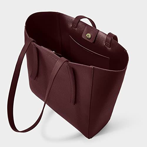 KATIE LOXTON Emmy Womens Medium Vegan Leather Double Shoulder Strap Tote Bag Plum
