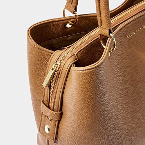 KATIE LOXTON Fia Womens Medium Vegan Leather Shoulder Handbag Purse Tan