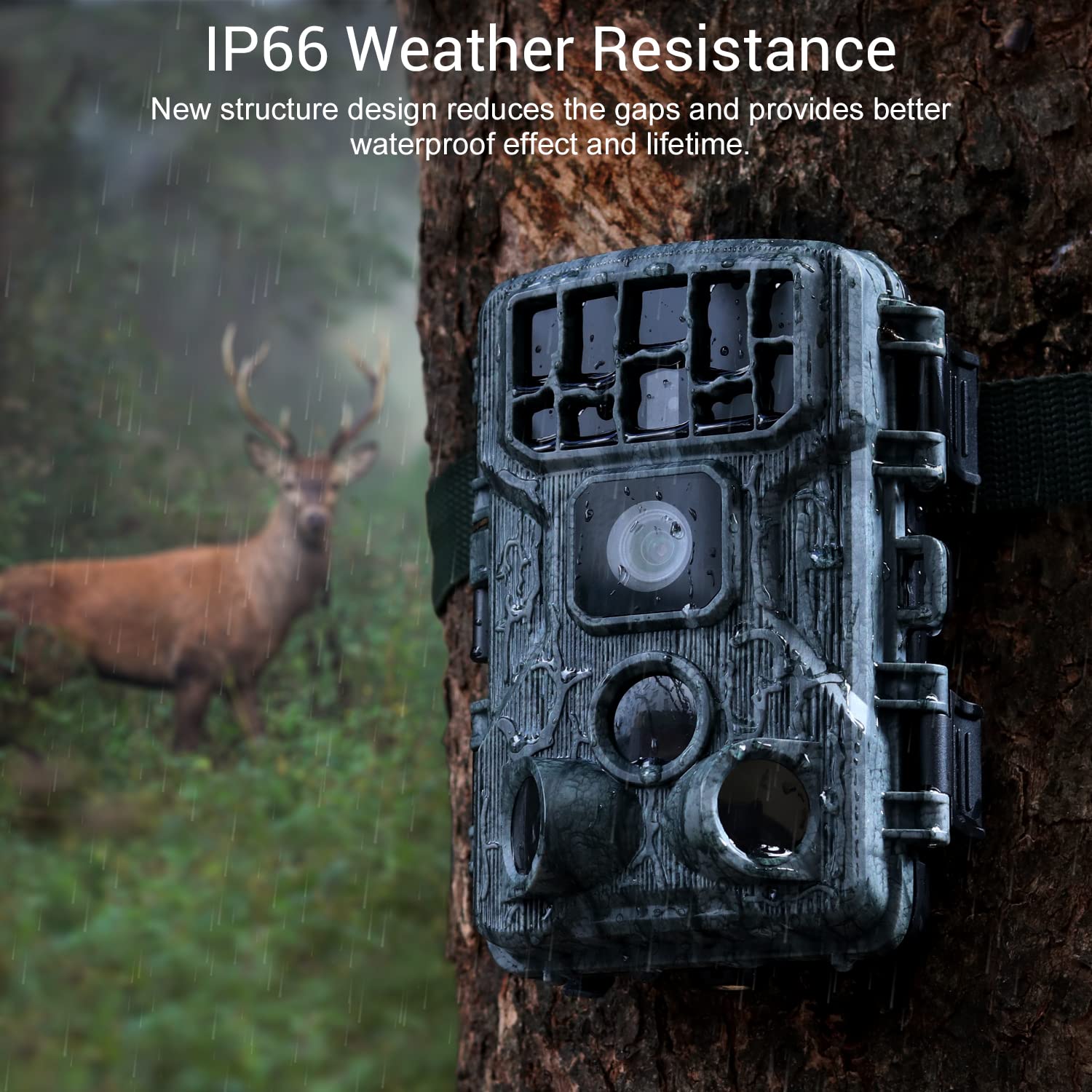 JOH Upgraded 4K 30FPS WiFi Trail Camera, 30MP Game Camera with Low Glow Night Vision, 0.2s Trigger Motion Activated, IP66 Waterproof Hunting Camera, 120° Wide Angle Deer Cam with 32GB Card