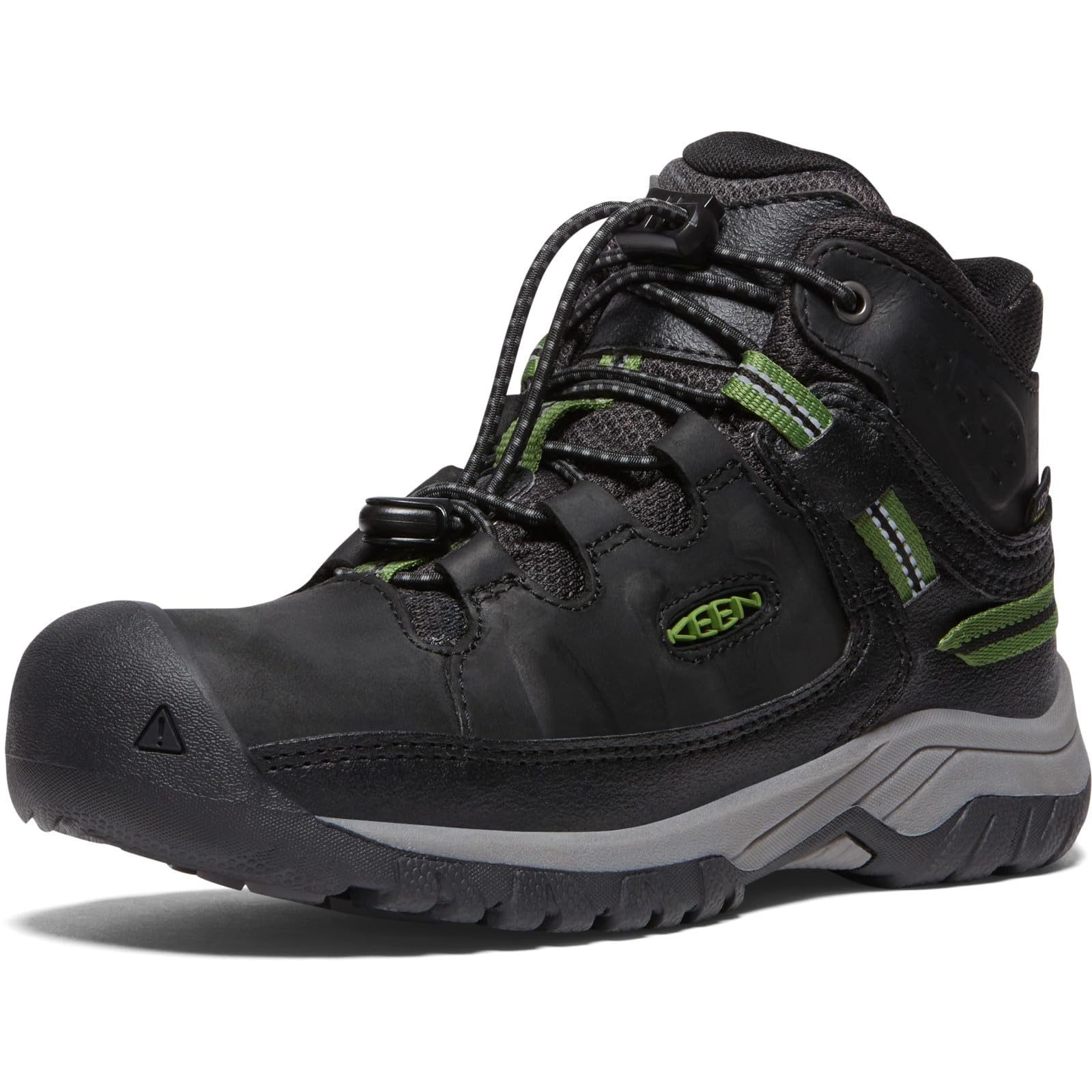 KEEN Kids' Targhee Mid Height Waterproof Hiking Boots, Black/Campsite, 7 Big Kid US