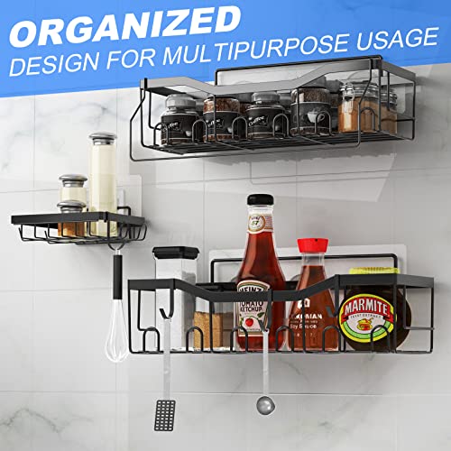 Shower Caddy,Adhesive Shower Organizer,Rustproof Stainless Steel Shower Shelves,Shower Shelf for Inside Shower, No Drilling Rustproof Bathroom Shower Caddy Basket Shelf with Soap Holder and 4 Hooks