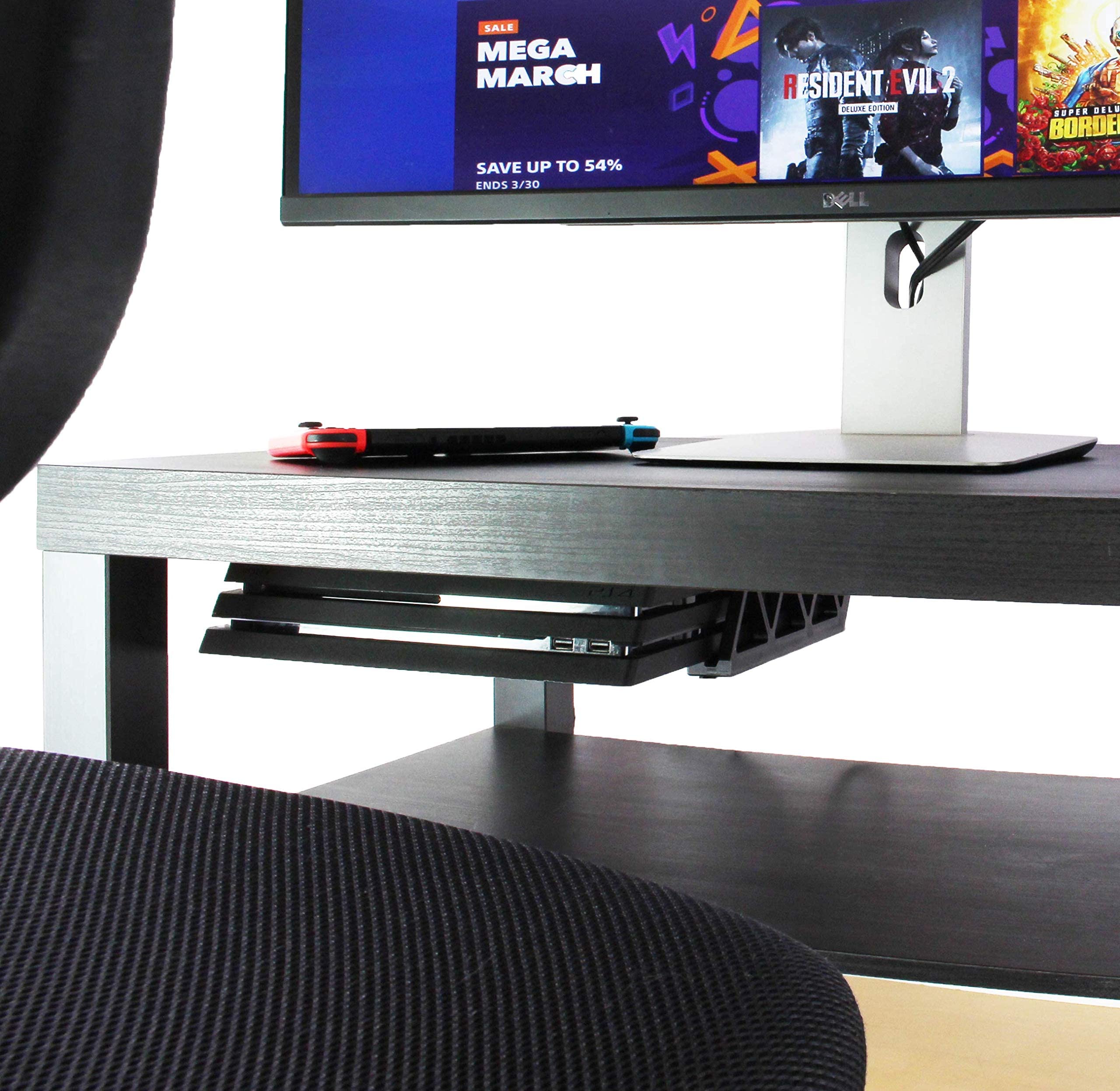 Glistco Stealth Mount - Under Desk Mount compatible with PS4 Pro Black