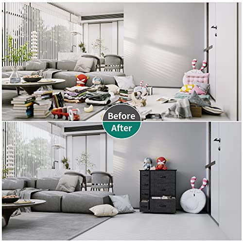 YITAHOME 7 Drawers Dresser- Fabric Storage Tower, Organizer Unit for Bedroom, Living Room, Hallway, Closets& Nursery- Sturdy Steel Frame, Wooden Top& Easy Pull Fabric Bins (Black/Grey)