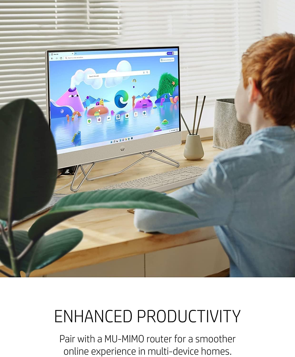 HP 27" Touchscreen All-in-One Desktop Computer, FHD IPS Display, AMD Ryzen 7 5700U(Beats i7-1265U), 32GB RAM, 2TB SSD, WiFi, 1080P Webcam, Wireless KB/Mouse Combo, Windows 11, Bundle with JAWFOAL