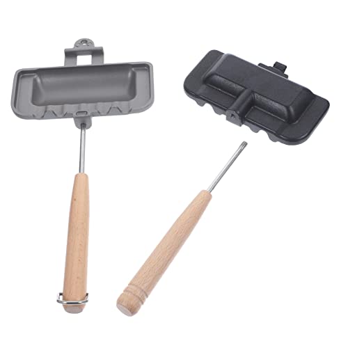 SHOWERORO Sandwich Pan Loaf Bread Pan Toaster Oven Pans Bread Mold Baking Pan Kitchen Bread Frying Pan Sandwich Baking Pan Aluminum, Wood Non Stick Accessories Nonstick Cookware Grill Pan