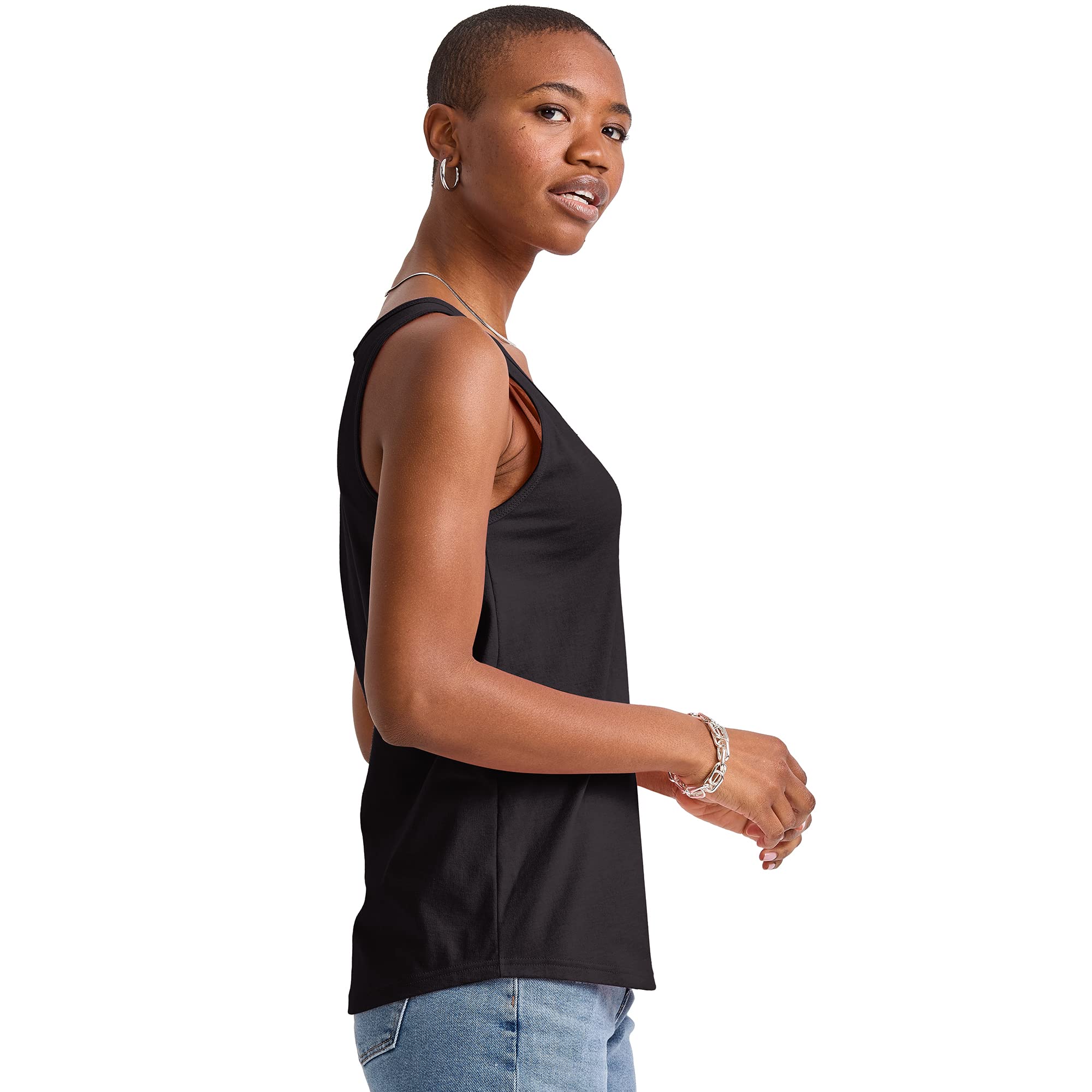 Hanes Originals Tri-Blend Tank Top, Lightweight Sleeveless Shirt for Women, Plus, Black, Medium