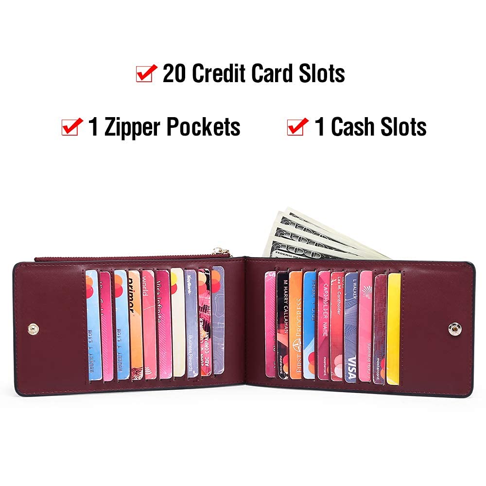 GOIACII Womens Wallet RFID Blocking Slim Bifold Multi Card Case Wallet,Long Credit Card Wallet for Women with Zipper Pocket