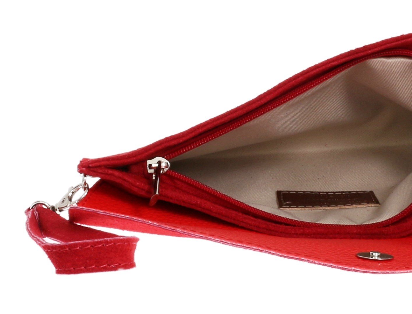 Girly Handbags Womens Italian Suede Leather Envelope Clutch Bag (Red)