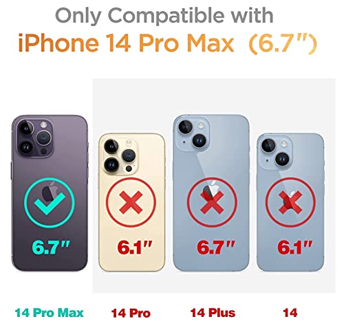 ROSEPARROT Designed for iPhone 14 pro max Case with Tempered Glass Screen Protector + Camera Lens Protector, Clear with Floral Pattern Design, Shockproof Protective Cover (Anemone Blooms)