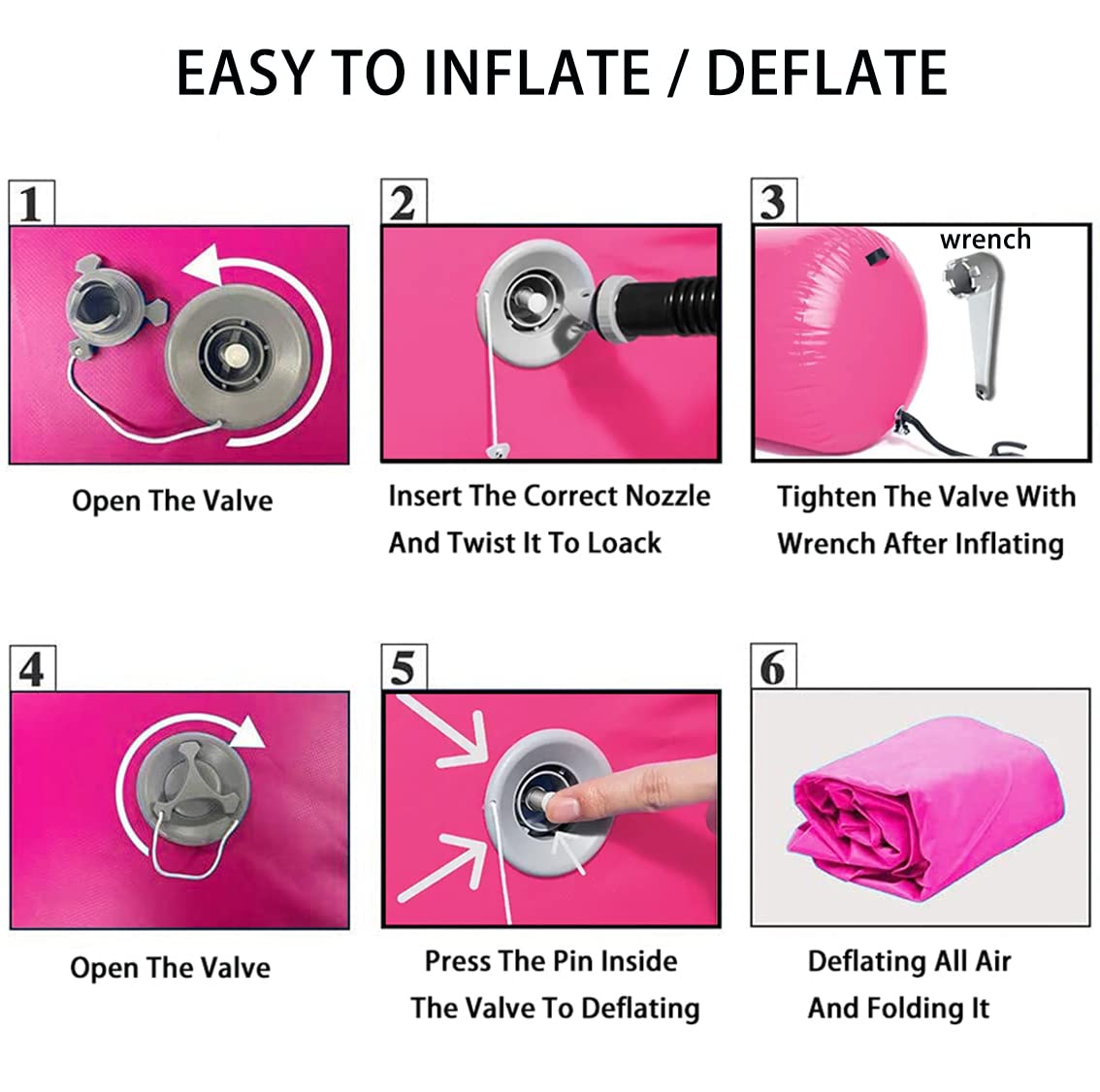 Inflatable Gymnastics Air Track Mat 10ft 13ft 16ft 20ft 4/8 Inch Thickness Tumbling Mat Tumble Track Air Barrel Gymnastics Roller with Electric Air Pump(40x31.5,pink)