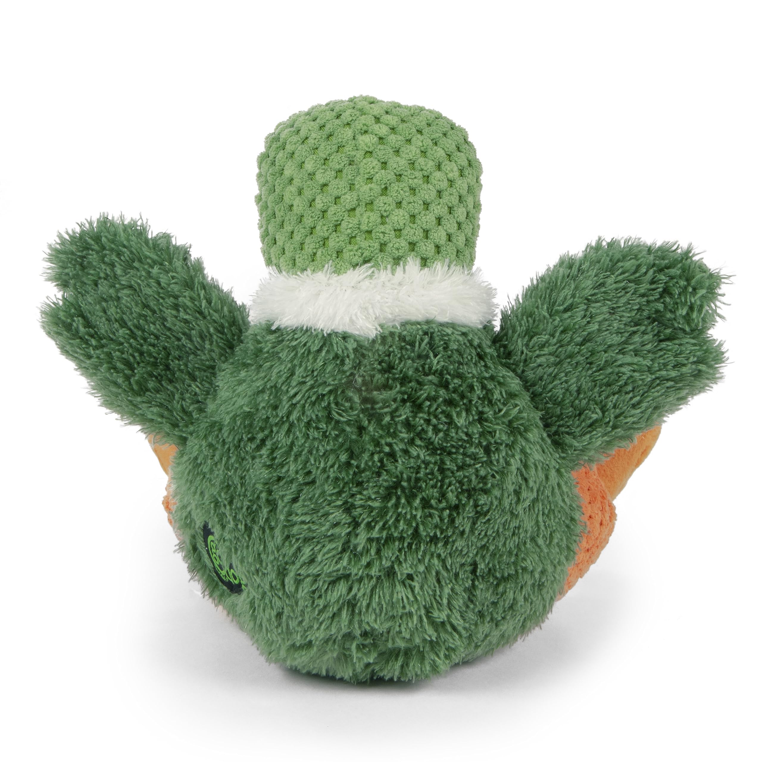 goDog Checkers Sitting Duck Squeaky Plush Dog Toy, Chew Guard Technology - Green, Large