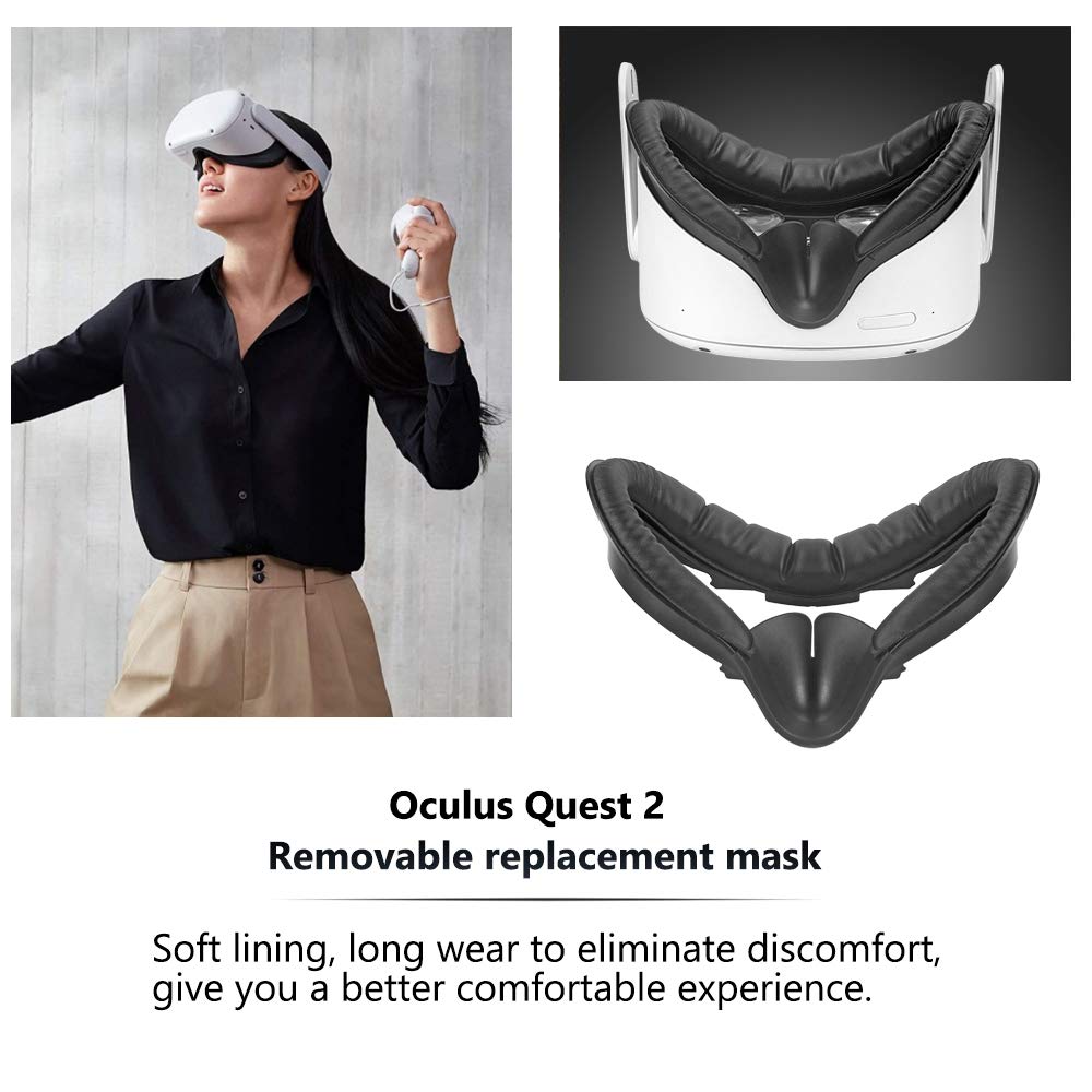 HIJIAO NEW Upgrade Facial Interface Bracket & PU Leather Foam Face Cover Pad Replacement & Lens Cover for Oculus Quest 2