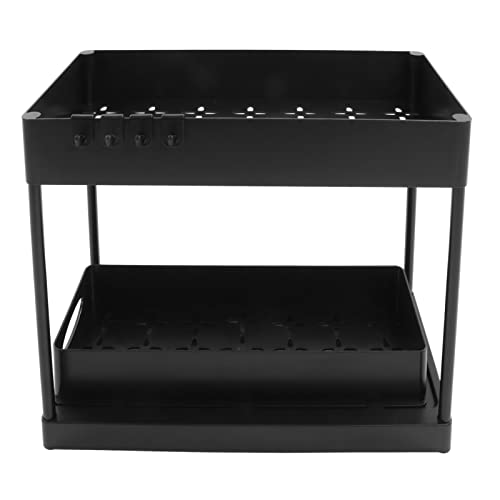 QANYEGN Under Sink Organizers, Large hatacity Slide Out Storage Baskets, PP Material Baskets for Bathrooms, Kitchens, Closets.(Black)