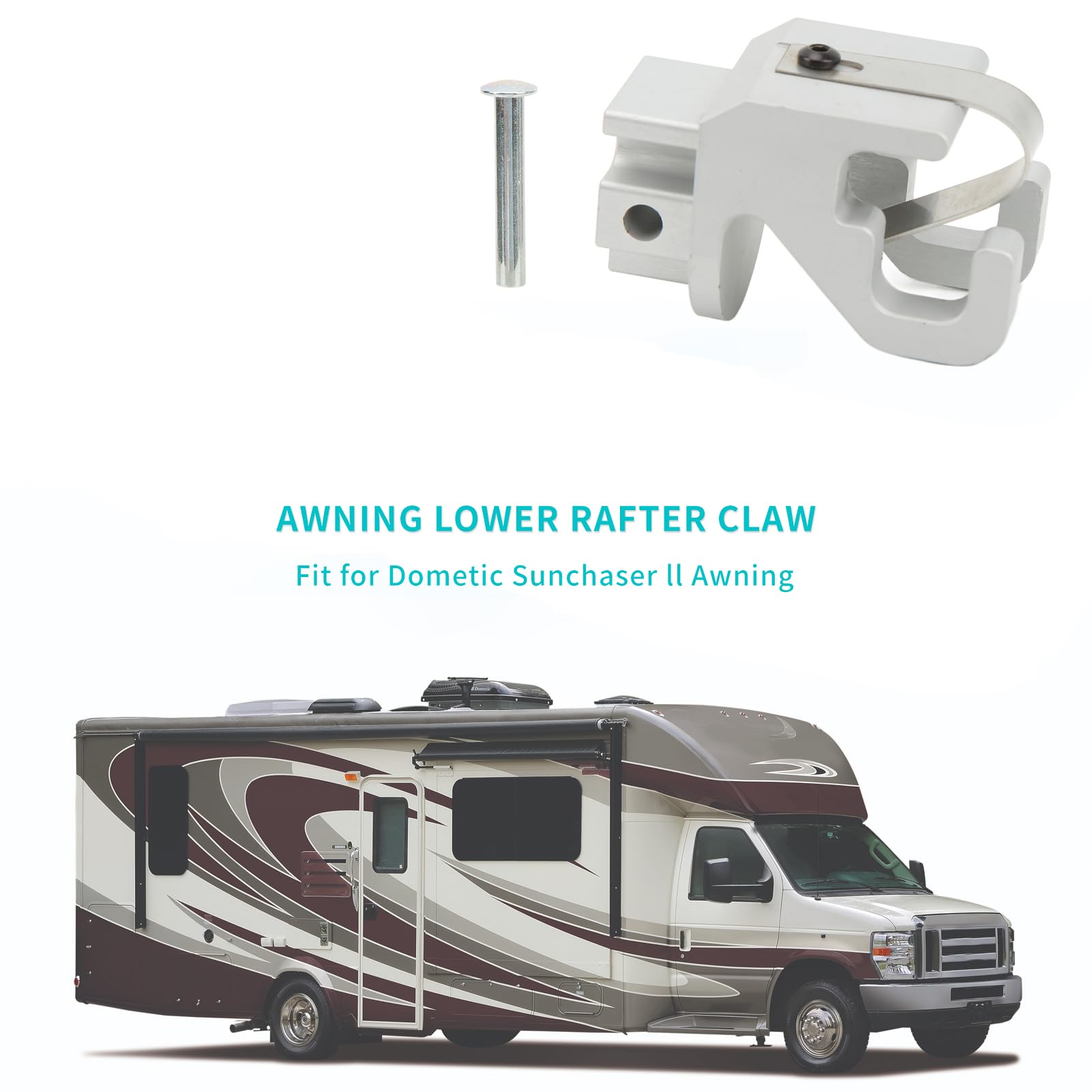Gugxiom Awning Lower Rafter Claw, Satin Aluminium Awning Replacement Lower Rafter Claw, RV Rafter Claw For Dometic II Awning