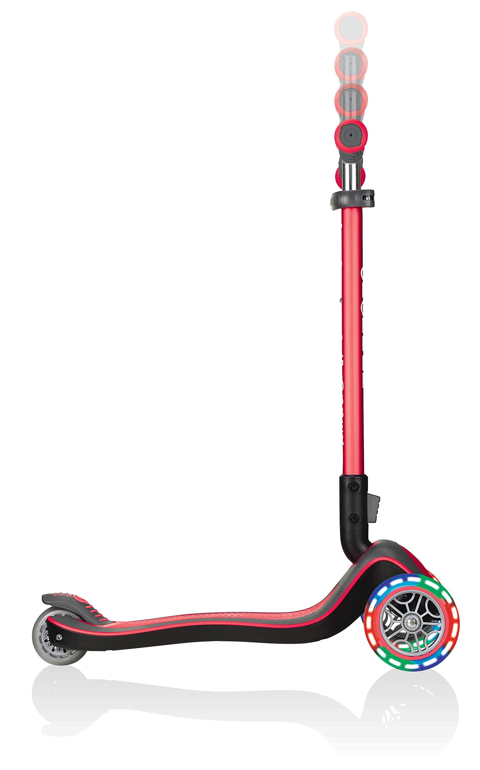 Globber Elite Deluxe with Lights 444-406 Lime Green Kick Scooter, Adjustable Height, LED Light-Up Wheels
