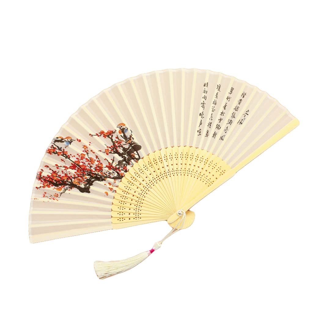 Handheld Fans Folding Fans Chinese Floral Bamboo Folding Fan Vintage Fan Four Seasons Pattern Folding Fan for Decoration (Color : Winter)