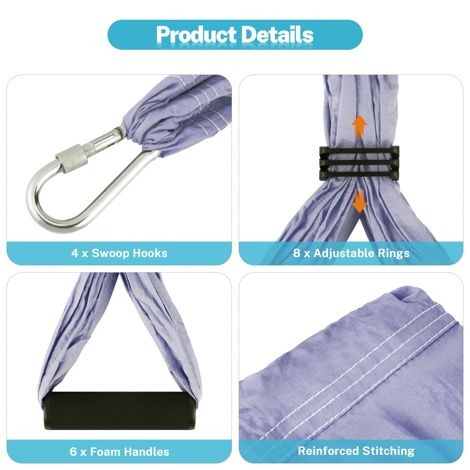 Gonex Aerial Yoga Swing Set, Trapeze Hammock Sling, Antigravity Inversion Ceiling Hanging Include Daisy Chain, Carabiner, Post Guide for Beginners Relax Relieve Back Pain