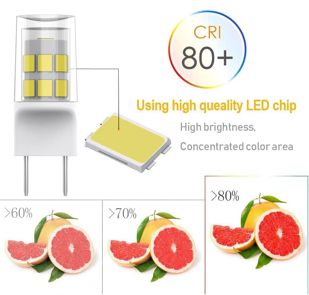 G8 LED Light Bulb 2.5 Watts Daylight White - G8 Base Bi-pin Xenon JCD Type LED 120V 20W Halogen Replacement Bulb for Under Counter Kitchen Lighting, Under-Cabinet Light.Pack of 5 (Daylight White)