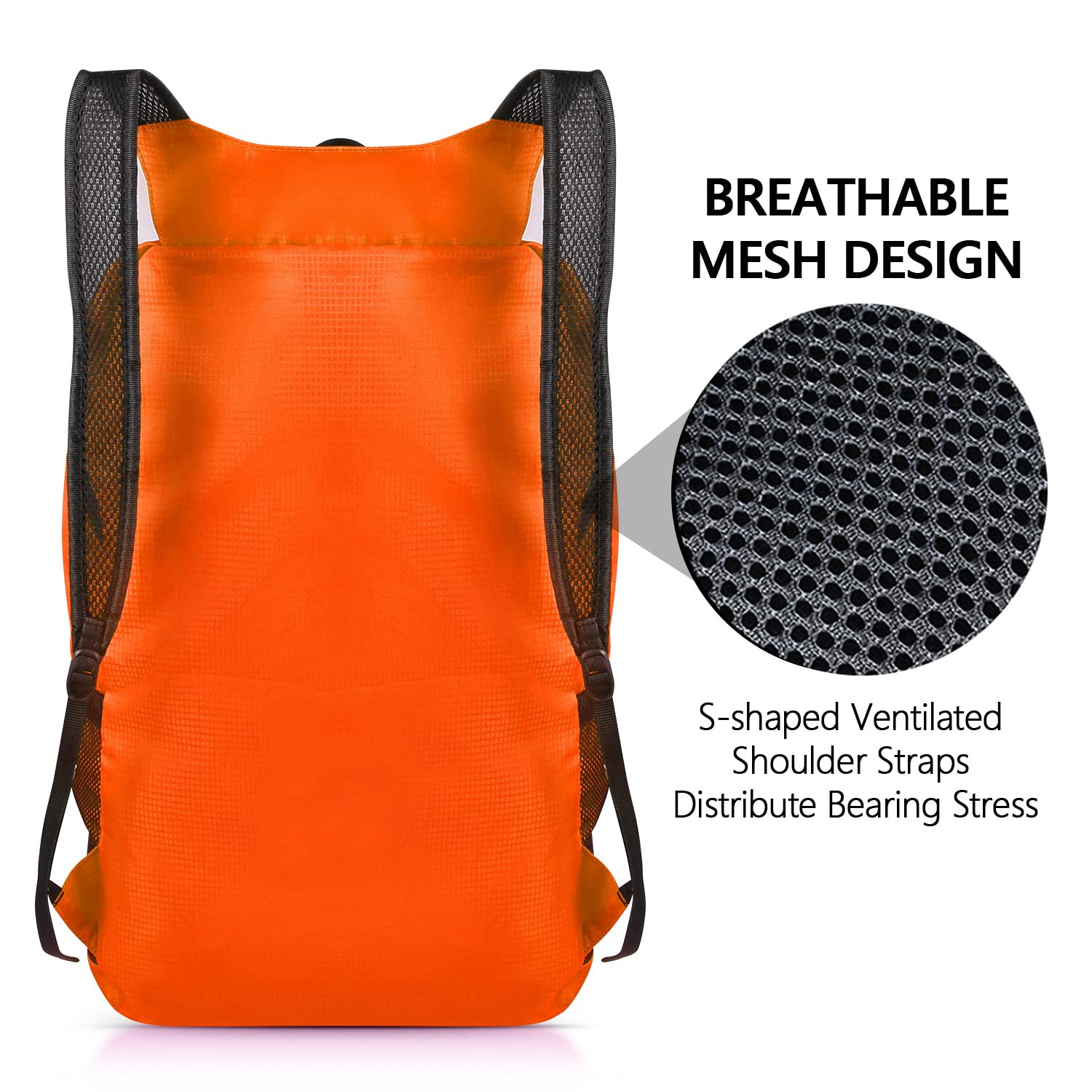 Hiking Backpack Ultra Lightweight Packable Camping Backpack Waterproof Travel Outdoor Hiking Daypack for Women Men(Orange 16L)