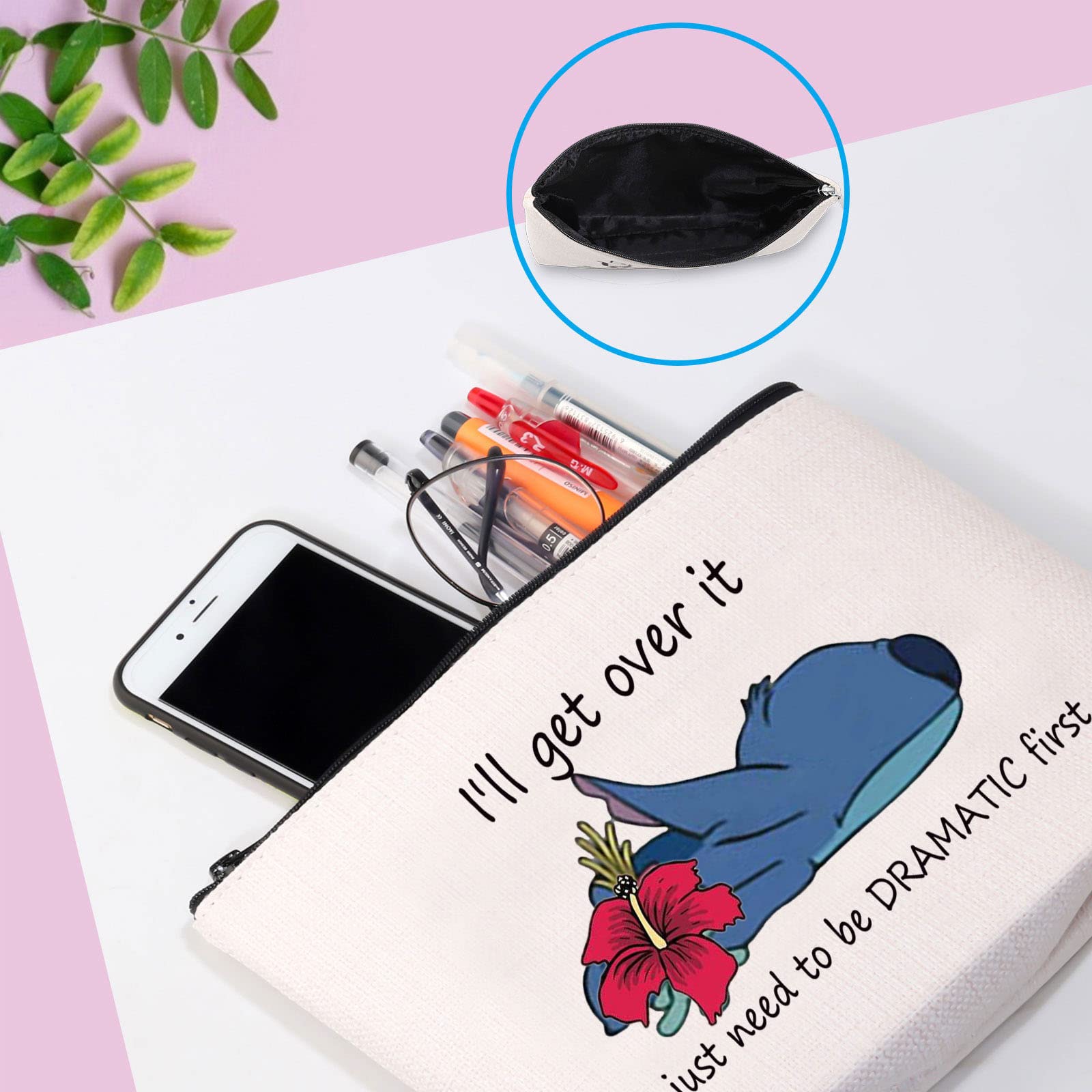 GJTIM Cartoon Inspired Gift Hawaiian Zipper pouch I'll Get Over It I Just Need To Be Dramatic First Funny Makeup Bag for Fans (To Be Dramatic Makeup)