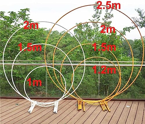 Round Wedding Arch with Bases, Metal Garden Arch, Heavy Duty Backdrop Stand Frame, Garden Decoration Rose Trellis Pergola, Great for Wedding Party Decoration,White,1m