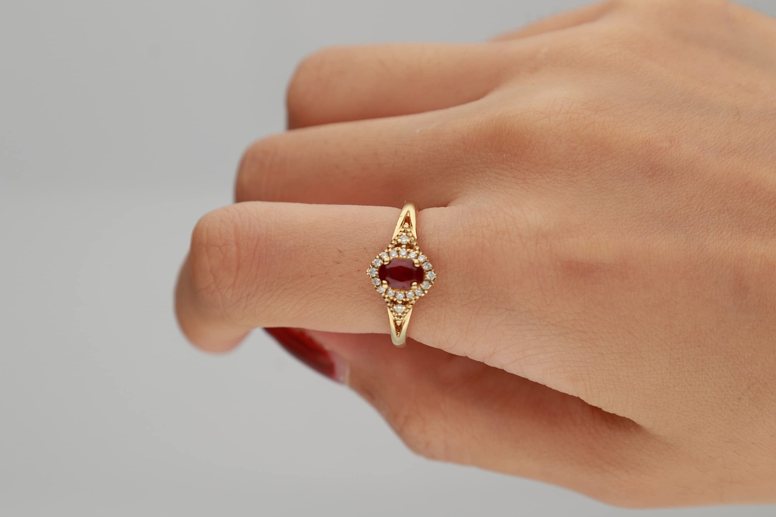 Gin & Grace 10K Yellow Gold Genuine Ruby Diamond (I1,I2) Propose Promise Ring for Women
