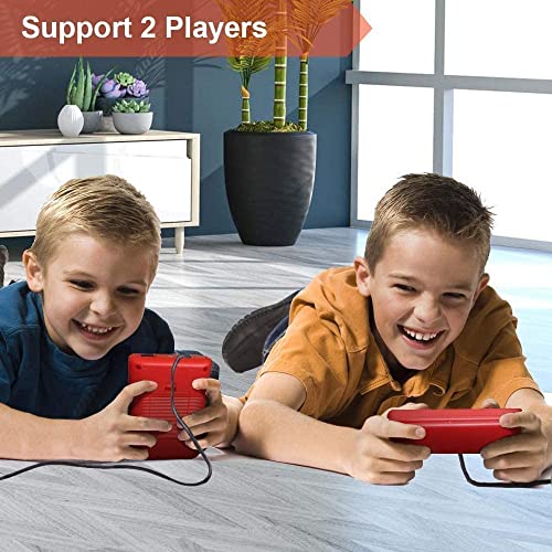 Hand-held game console, retro portable mini game console with 500 classic FC games, TV connection support, two player for kids and adults, 800mAh rechargeable (red), multilingual switch.
