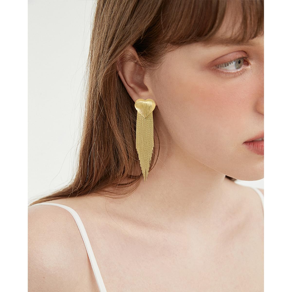 KINIVA Long Tassel Earrings for Women,Silver/Gold Statement Drop & Dangle Earrings,Trendy Jewerly for Wedding Prom Brides Jewelry (148 Gold)