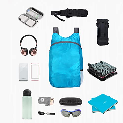 KEEPTOP Polyester Drawstring Backpack Resistant String Bags Swim Bags with Mesh Pockets for Yoga Sport Gym Traveling Waterproof (Blue)