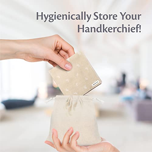 HANDMADE BY AVO- 100% Organic Gauze Handkerchiefs, Fabric Cloth Cotton Pouch (Sprout)