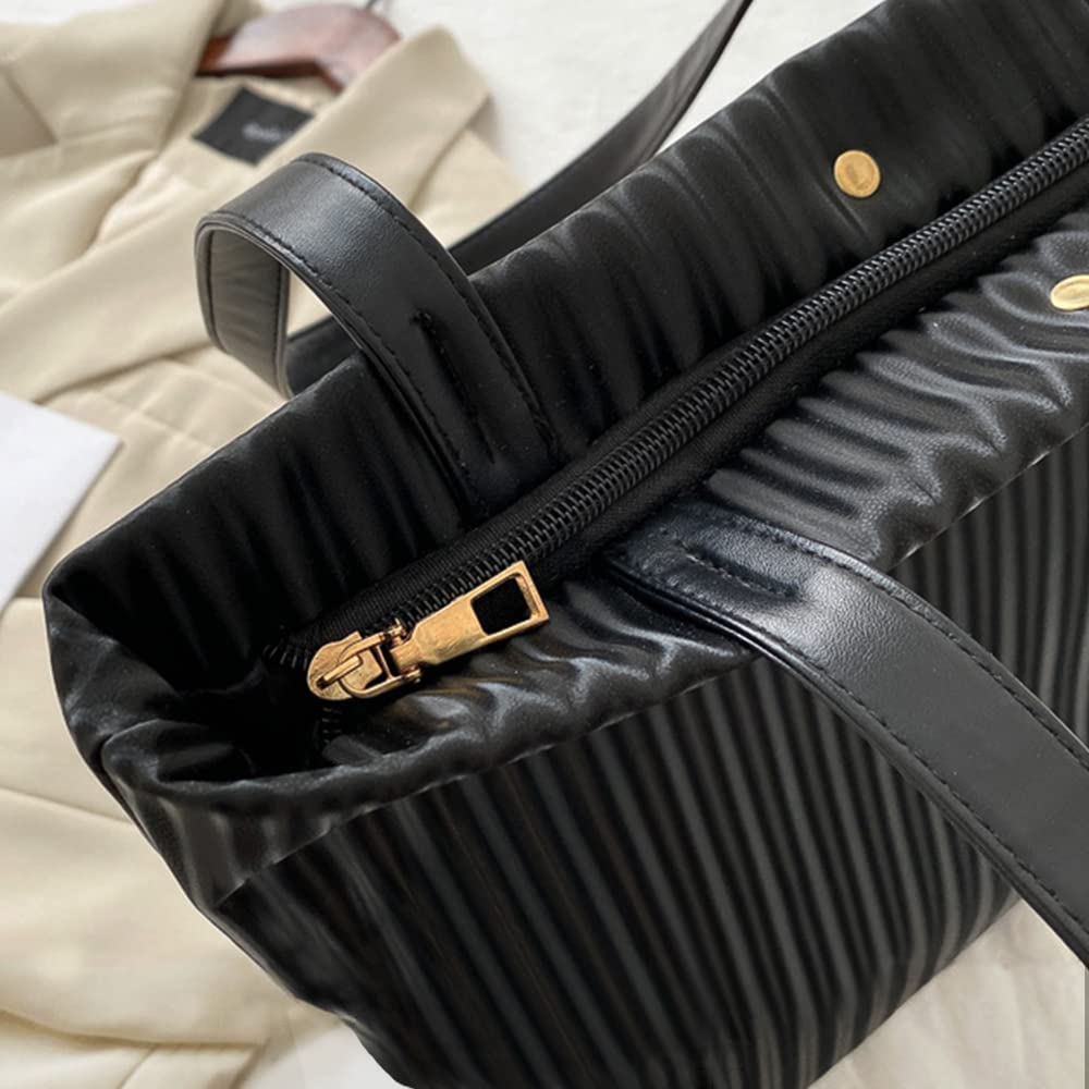 JOYART Women's Tote Bag PU Leather Fashion Shoulder Bag for Office, Gift for Mother,Girlfriend-Black