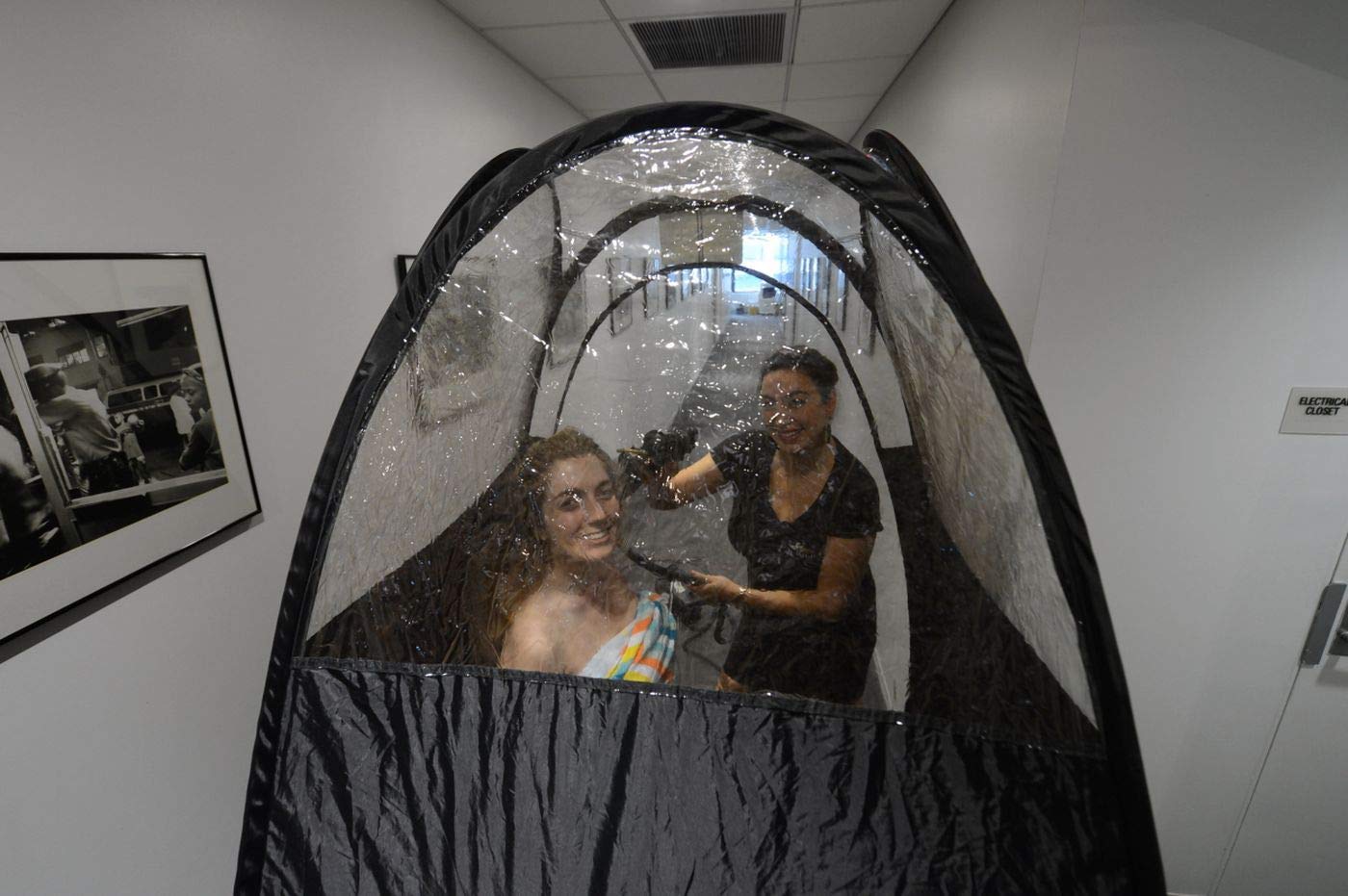 KobbTan Large Deluxe Spray Tanning Pop Up Tent in 1/3 Clear Black Portable Mobile Tan Booth with Carry Case