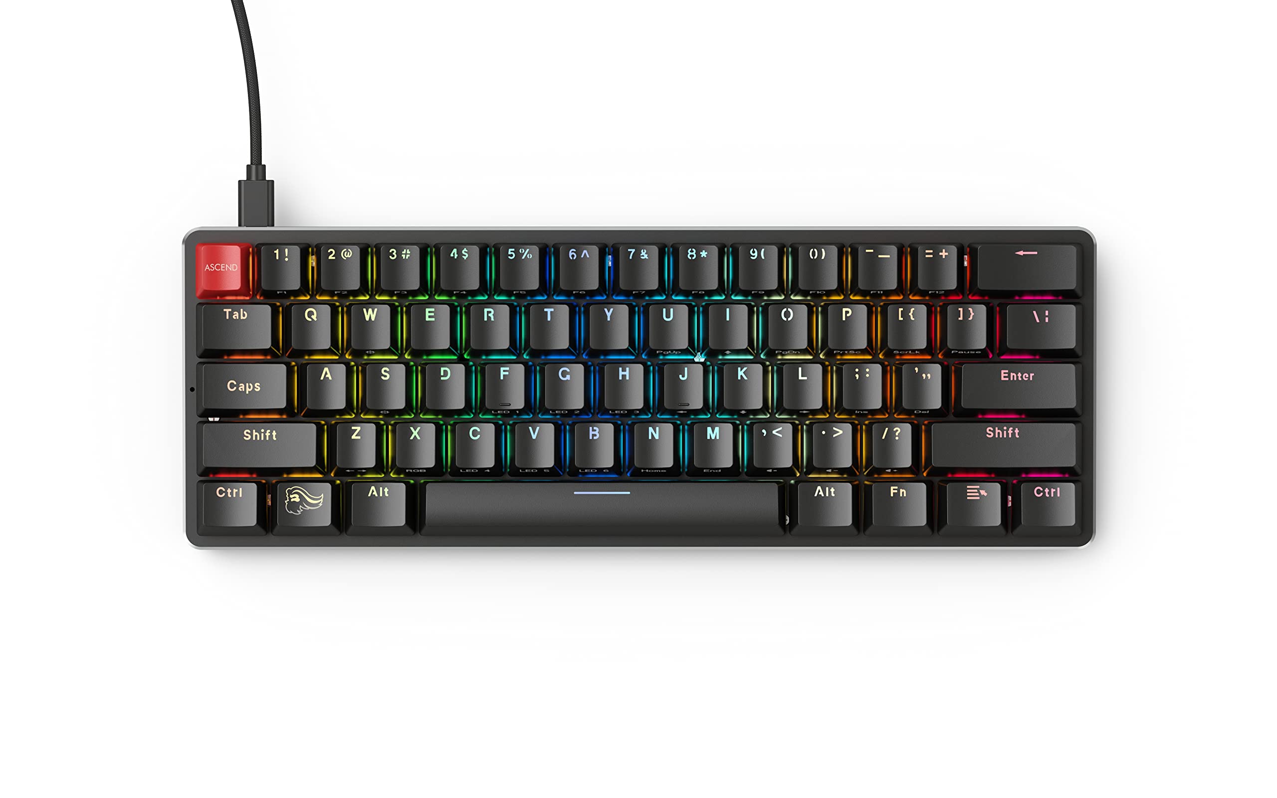 Glorious Custom Gaming Keyboard - GMMK 60% Percent Compact - USB C Wired Mechanical Keyboard - RGB Hot Swappable Switches & Keycaps - Silver/White Metal Top Plate
