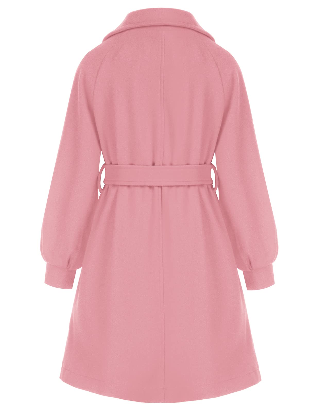 GRACE KARIN Girls Wool Blend Pea Coat Lapel Dress Coat Jackets with Pockets Belt Pink 12Y